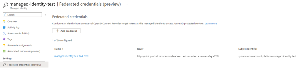 Use Azure AD Workload Identity for authentification within AKS